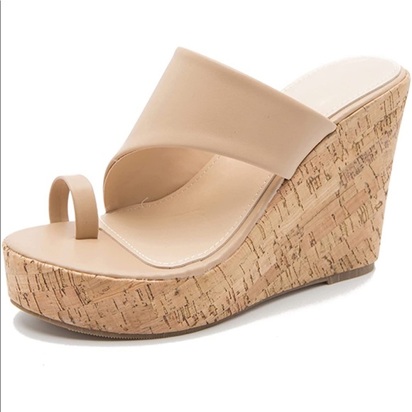 Shoes | Perfect For Spring Nude Open Toe Wedge | Poshmark